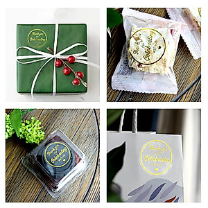 Gold Foil Thank You for Celebrating with Us Sticker Roll 500 Pcs Round Clear Wedding Stickers Glitter Seal Stickers Labels 1.5 Inch