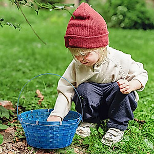 JOYIN 3 Pcs Easter Bamboo Basket with Polka Dots Lining, Natural Woven Easter Eggs and Candy Wicker Basket for Picnic, Gift Packing, Decor
