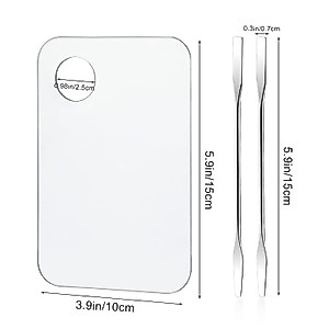 2PCS Acrylic Cosmetic Palette with 2PCS Spatula Tool,Makeup Palette Mixing Tray Apply for Foundation Eye Shadow Lipsticks Nail Art Professional Pigment Blending