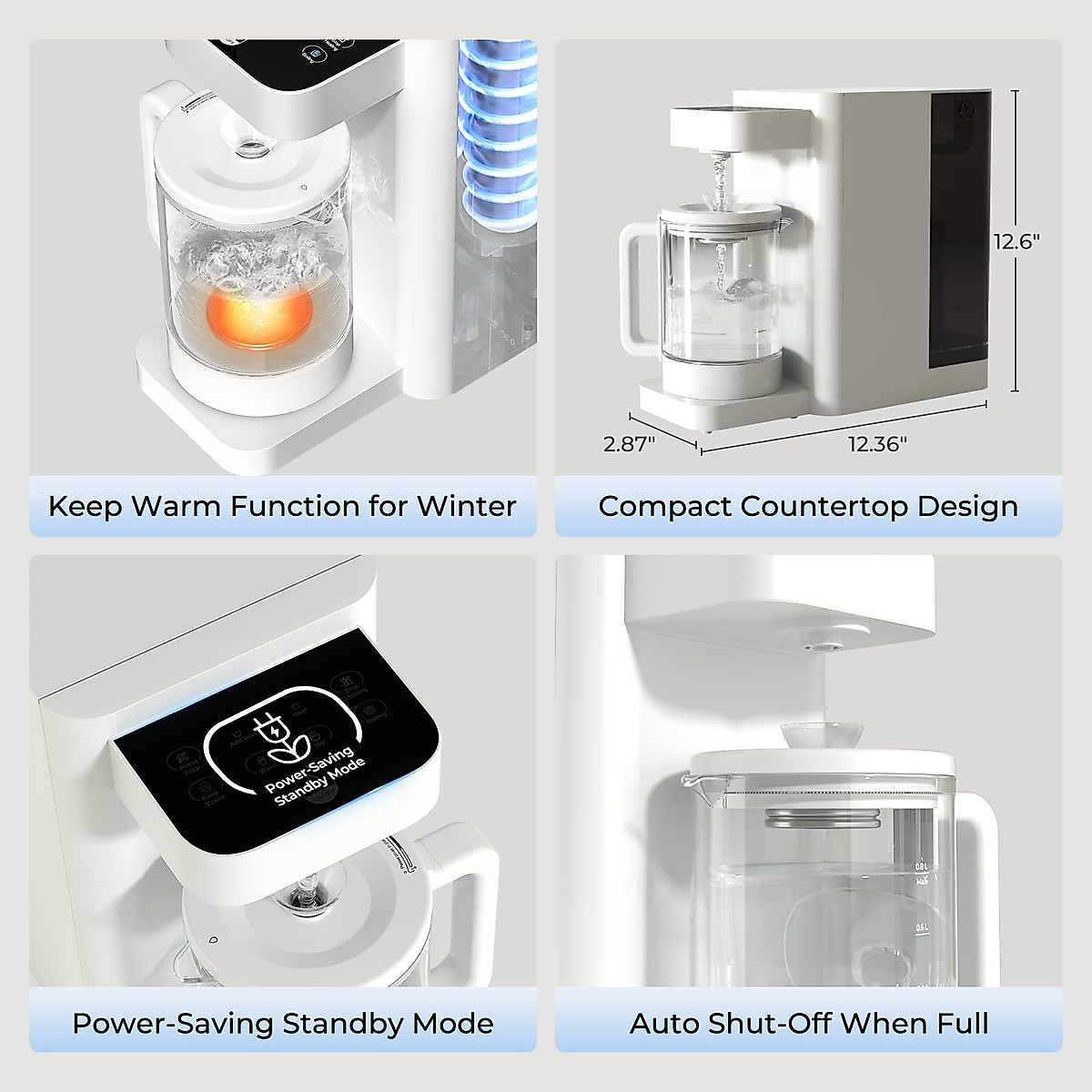 Reinmoson 8 Stage Reverse Osmosis System Countertop with 𝟰 𝗛𝗼𝘁 𝗪𝗮𝘁𝗲𝗿 𝗦𝗲𝘁𝘁𝗶𝗻𝗴𝘀, NSF Certified TDS Reduction, 4:1 Pure to Drain Portable Reverse Osmosis Water Filter Countertop