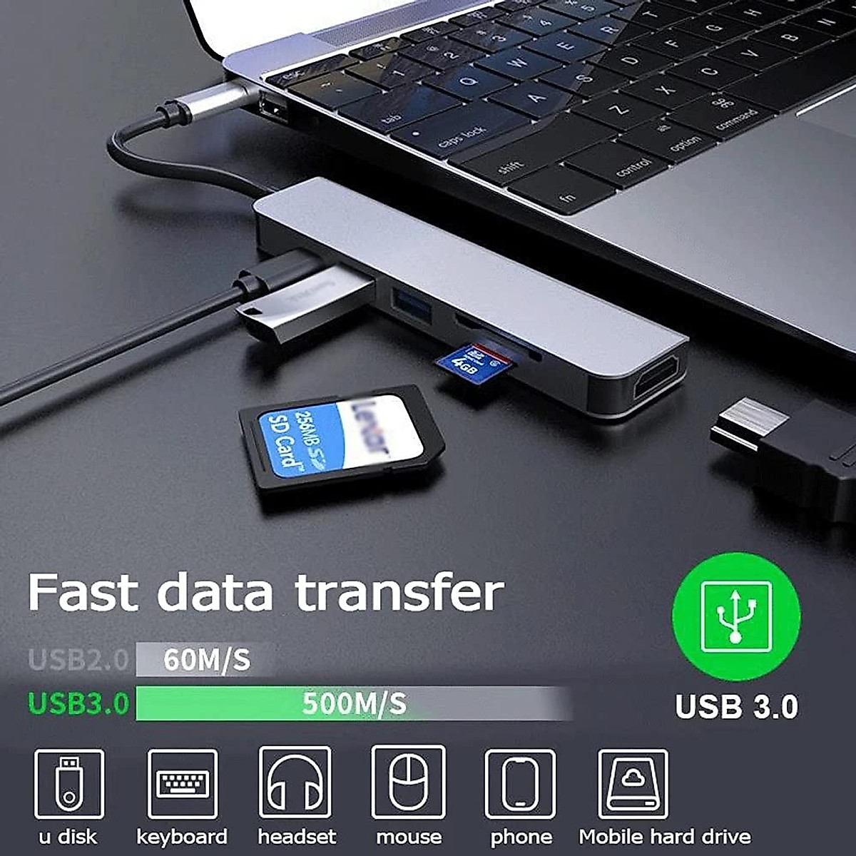 SHYPT USB HUB C Adapter 6 in 1 USB C to USB 3.0 HDMI-Compatible Dock USB-C Type C 3.0 Splitter