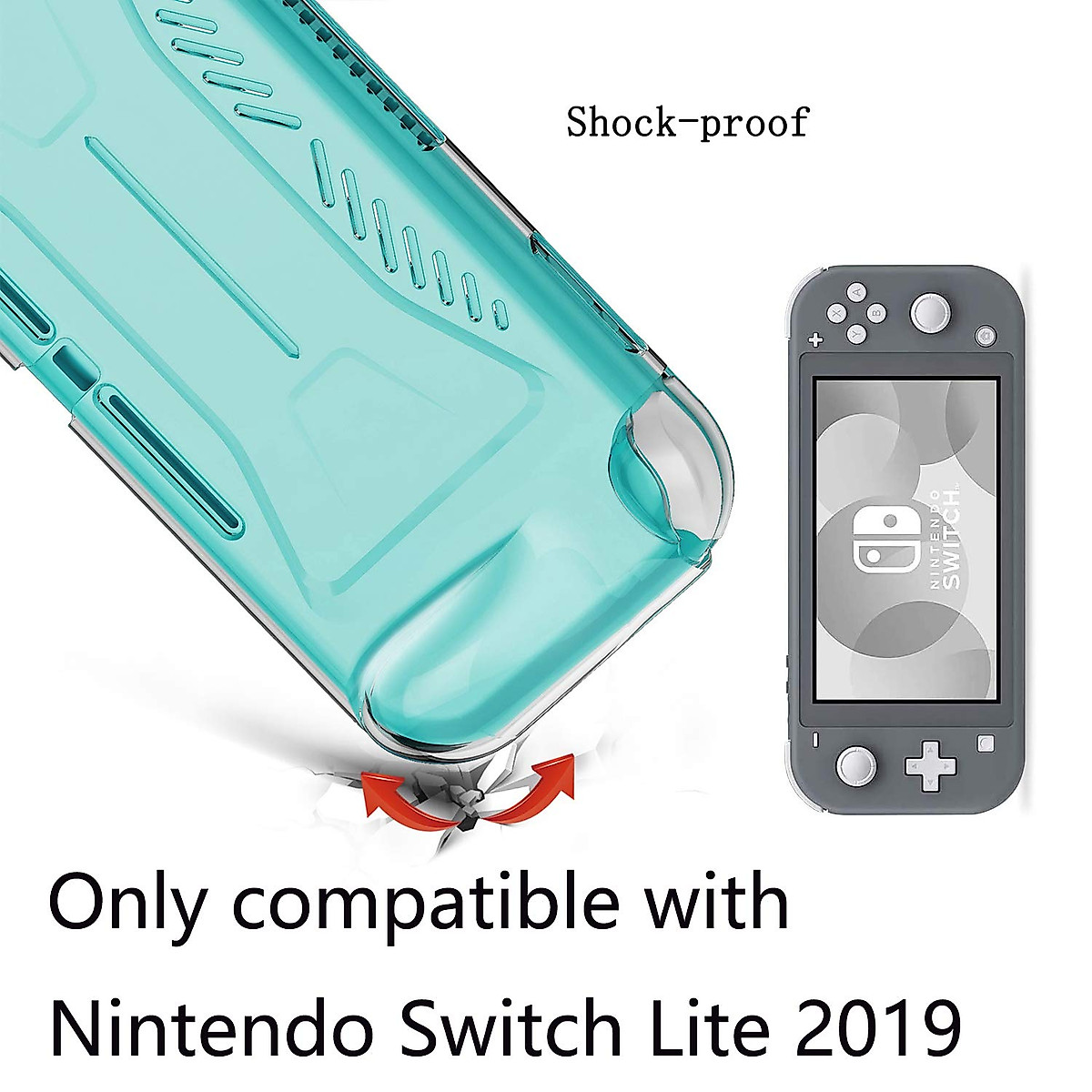 Xuyoz Protective Case for Nintendo Switch Lite, Clear Switch Lite Cover Case with Had Grip, Slim Soft TPU Material, Shockproof and Anti-Scratch Compatible with Nintendo Switch Lite 2019, Transparent