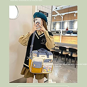 AZLNRMU Kawaii harajuku backpack crossbody bag with 3 pins bubbles teenage daypack gift for birthday Christmas (Yellow) General