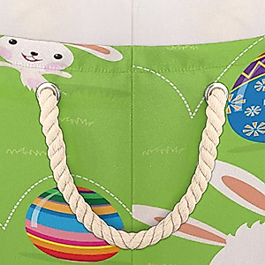 Happy Easter Funny Rabbits (12) Large Round Baskets for Storage Laundry Baskets with Handles Blanket Storage Basket for Bathroom Shelves Bins for Organizing Nursery Hamper Girl Boy