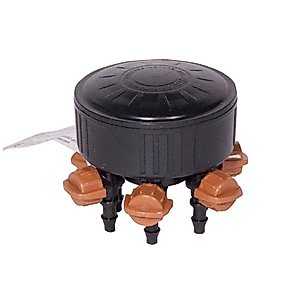 DIG AD6 6 Outlet Adjustable Manifold on 1/2" FPT Drip Water Connection, Black, Brown