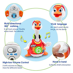 LAGSEAN Baby Toys 18 Months Hip-Hop Goose Early Education Kids Toys for 2 3+ Year Old Boys Girls Music/Walking/Flashing Lights/Dancing Toddlers Christmas Birthday Gifts (Random Color)