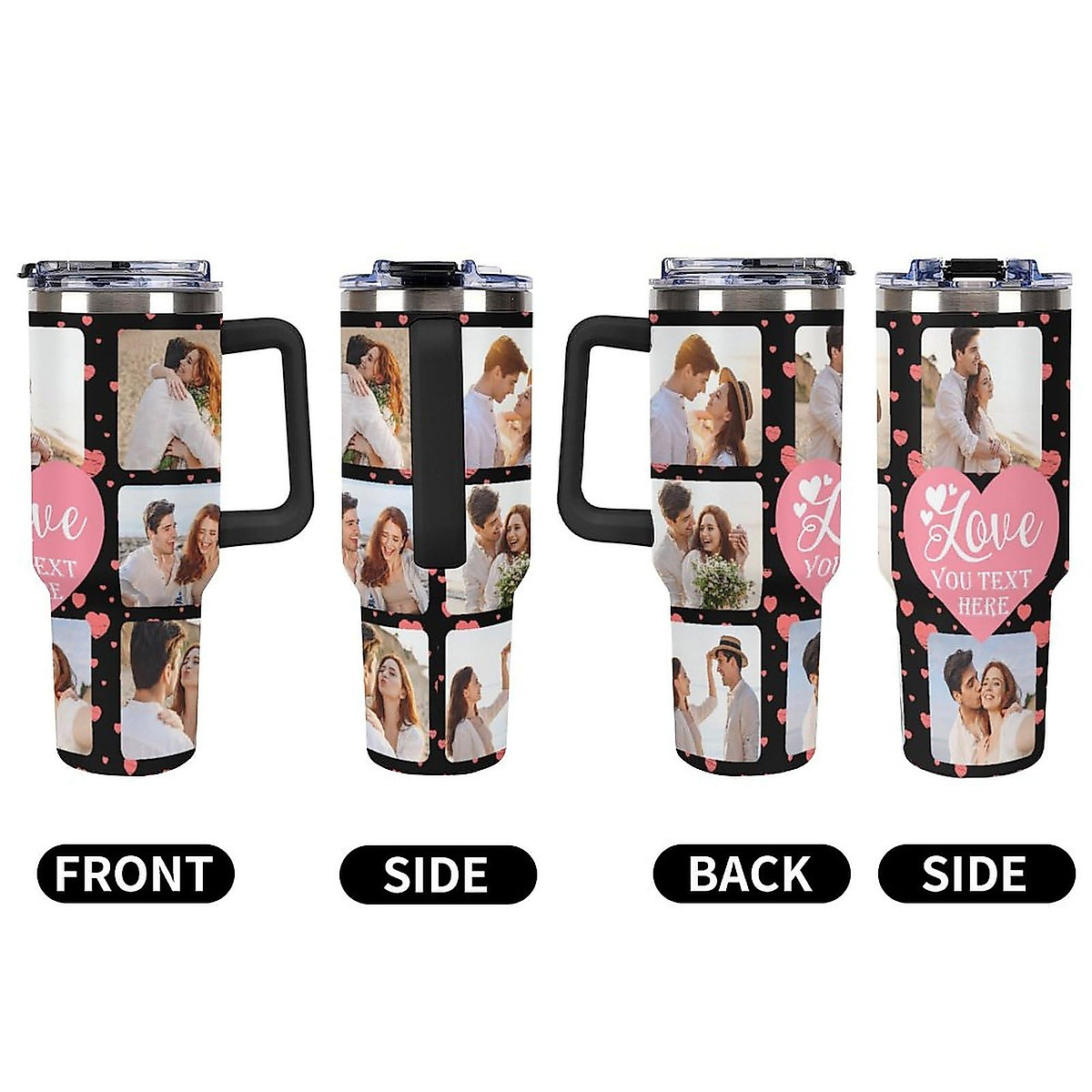 Personalized Tumbler Custom Insulated Travel Mug Custom Drinking Coffee Cup with Photos and Text 40oz Christmas Birthday Gift