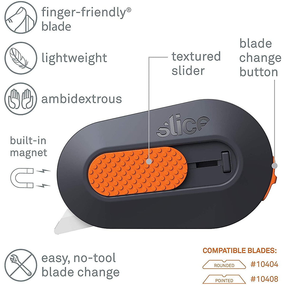 Slice Ceramic Blade Safety Cutter, Opens Clamshell Packaging, Green & 10515 Mini Box Cutter, Ceramic Blade Locks Into Position, Right or Left Handed Mini Cutter, Keychain Box Opener, 1 Mini Cutter