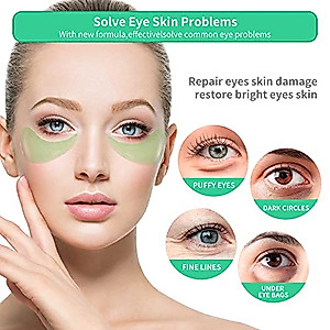 "BREYLEE Aloe Vera Eye Masks - 60 Pcs - Reduce Puffy Eyes & Dark Circles, Firm & Improve Under Eye Skin, Pure Natural Extracts for Youthful Appearance & Reduction of Fine Lines and Wrinkles."