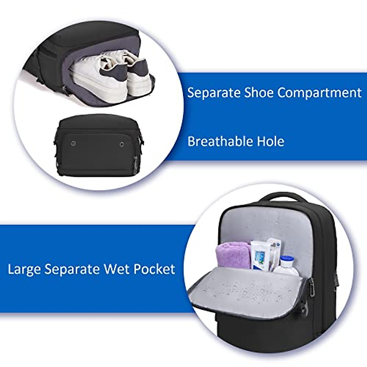 Travel Backpack for Women Men, Airline Approved Carry On Luggage Backpacks for Travel, Waterproof Laptop Backpack Casual Daypack Hiking Backpack with USB Charging Port Shoe Compartment