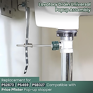 Enhon 1 Pack Lavatory Pop up Center Piece Assembly, Bathroom Sink Stopper Replacement with Seal Tape, Pivot Rod Bathroom Universal Sink Repair Kit, Compatible with Pfister Pop up Stopper PS2673