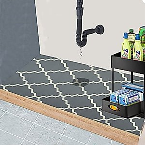 AiBOB Under The Sink Mat, 24 X 36 in, Durable Premium Mats Protect Kitchen and Bathroom Cabinets, Waterproof Absorbent Shelf Liner, Grey