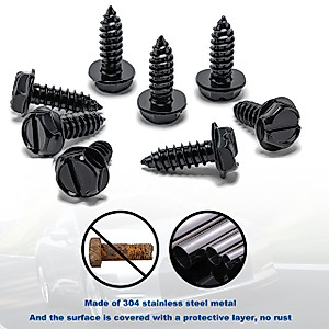 Hoewina License Plate Screw Kit, 8 Sets Stainless Anti Theft License Plate Screws, Anti-Rattle & Rust-Proof Bolts for Securing License Plates Frames or Covers on Cars, Trucks, SUVs (Black)