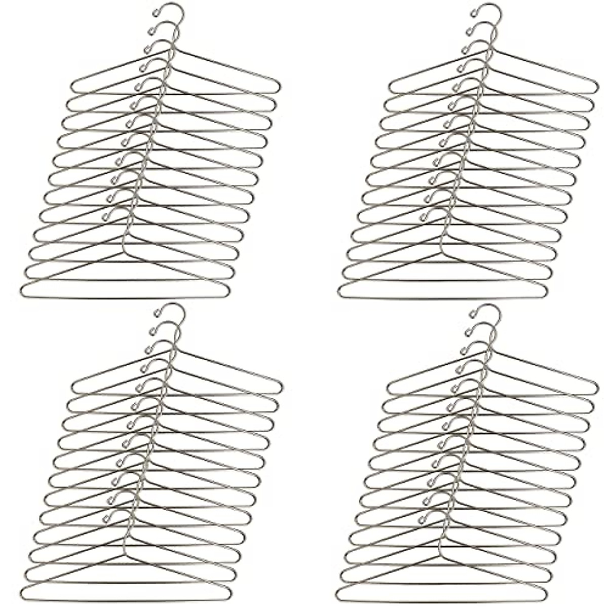 USTECH Strong Metal Clothes Hanger Set | Heavy Duty Coat, Pant, and Suit Standard Hangers | Keep Your Clothes Organized and Wrinkle-Free | Pack of 48