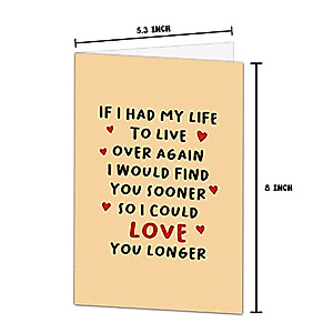 Cute Love You Longer Poem Birthday Card for Him Her, Romantic Anniversary Card, If I Had My Life to Live Over Again