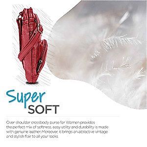 Krediz leather crossbody bags for women, Multi Pocket crossbody purse with Adjustable Strap, Soft & Durable Leather Purse