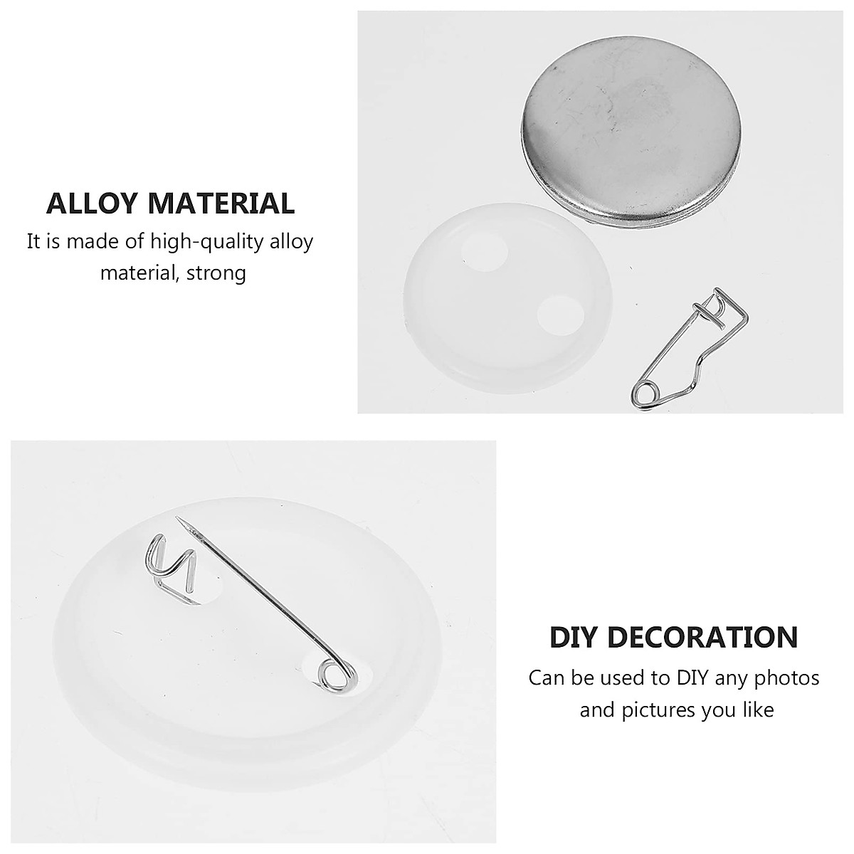 EXCEART Hand Decor 100 Sets Blank Pin Back Button Parts Round Badge Making Supplies Include Metal Cover Plastic Button Transparent Films for DIY Craft Button Maker Machine 25MM Photo Ornament