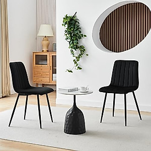 CLIPOP Dining Chairs Set of 2, Black Dining Chairs with Velvet Upholstered Seat Backrest, Metal Leg, Armless Kitchen Chairs, Leisure Parson Chair for Living Room, sillas de comedor