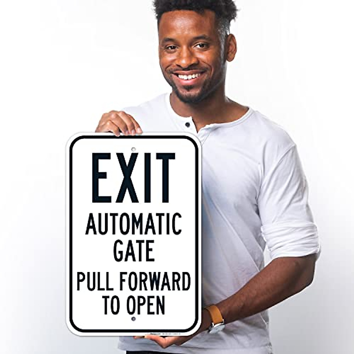 Exit Automatic Gate Pull Forward To Open Sign, 12x18 Inches, Rust Free .063 Aluminum, Fade Resistant, Made in USA by Sigo Signs