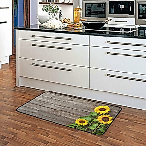 CUSPRINT Sunflower Kitchen Mats for Floor, Non Slip Bath Mat Washable Under Front Sink Standing Mat Cushioned 36" X 24"