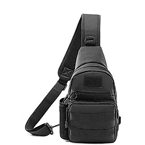 Zuguow Outdoor Tactical Sling Backpack, sports bag Shoulder Strap bag Backpack Tactical bag, cycling hiking. (Black)