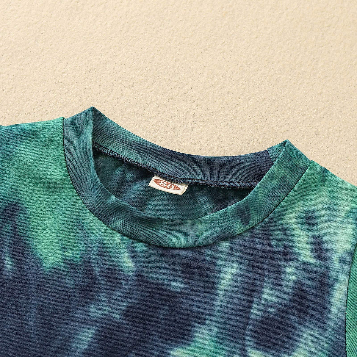 Summer Toddler Baby Boy Girl Outfit Set Tie Dye Short Sleeve T-Shirt Tops Shorts Pants 2 Piece Clothes Set