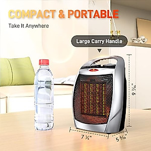 Rintuf Small Space Heater, 1500W Electric Heater, PTC Fast Heating Ceramic Heater w/ 3 Modes, Adjustable Thermostat, Overheat/Tip-Over Protection, Portable Heater for Office Room Desk Indoor Use