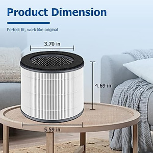 ROMON AP-T10FL Replacement Filter Compatible with Home-Dics AP-T10 AP-T10-WT AP-T10-BK Air Purifier, Part# AP-T10FL, 2 Pack, White