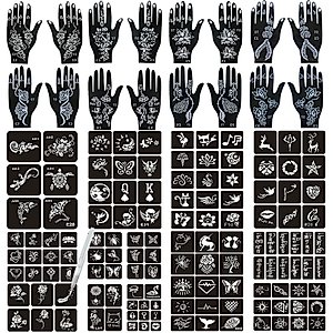 Henna Tattoo Stencils 138 PCS, 24 Sheets Airbrush Tattoo Templates,Reusable Tattoo Stencils Kit for Women Teens Girls,DIY Tattoo Stencils,Body Art Stencils