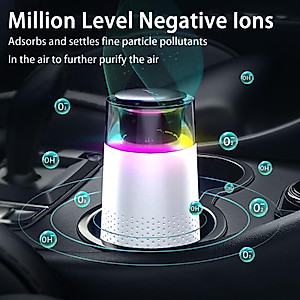 Fourmor Car Air Purifier - Updated Mini Air Purifier Air Purifiers with HEPA Filter,Atmosphere light function with LED running lights，for Car,Home,Office
