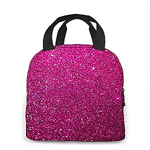 SHENGBAO Lunch Bag Pink Sparkly Glitter Lunch Box Insulated Bag Tote Bag For MenWomen Work Travel, one size
