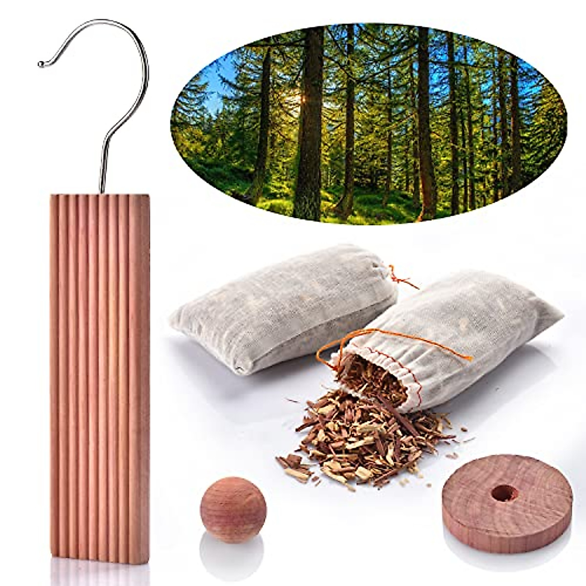 Homode Cedar Blocks for Clothes Storage, Ceder Wood Chips and Balls for Closets and Drawers, Fresh Scented Sachets, 40 Pack