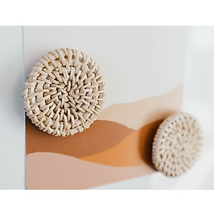 SiennaFox Rattan Fridge Magnet Large Ceramic 1.18in Magnets Boho Home Decor Office Decoration whiteboard Decorative Kitchen Locker Magnetic Aesthetic (Ivory Set of 5)