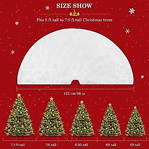 Christmas Tree Skirt, White Plush Faux Fur Xmas Tree Skirt,Holiday Party Christmas Decorations, 48 inch