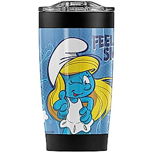 Logovision The Smurfs Smurfette Floral Feeling Smurfy Stainless Steel 20 oz Travel Tumbler, Vacuum Insulated & Double Wall with Leakproof Sliding Lid Beverages