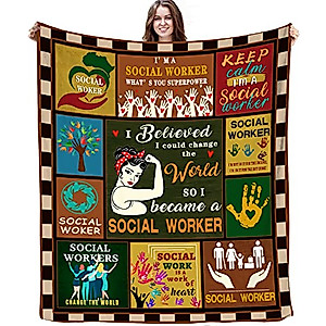 Social Worker Gifts for Women, Social Worker Throw Blanket Social Workers Practitioner Appreciation Graduation Gifts Social Worker Gift for Office Decor