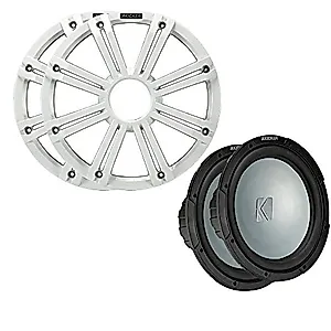 KICKER - Two 10 Inch LED Marine Subwoofers in White, 2 Ohm Bundle 4 Ohm Each