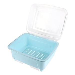 Hemoton Dish Drying Rack with Lid Cover Nursing Bottle Holder Kitchen Plate Cup Dish Drying Rack Tray Cutlery Dish Drainer Kitchen Cabinet Organizer Blue