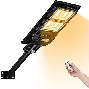LANGY 120W Solar Street Lights Outdoor 240pcs LED Chips 12000 Lumens, Solar Street Light with Motion Sensor & Dusk to Dawn Solar Powered IP65 with Remote Control, for Barn,Sidewalk, Garden