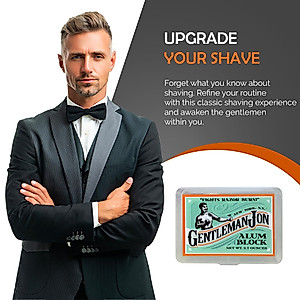 Gentleman Jon 3.7 Ounce Alum Block in Plastic Case | Upgrade Your Shave - Soothing Aftershave Solution for Shaving Razor Burn Relief - Travel Friendly Durable Plastic Case Included