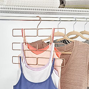 mDesign Modern Metal Closet Rod Hanging Accessory Storage Organizer Rack for Scarves, Ties, Yoga Pants, Leggings, Tank Tops - Snag Free, Geometric Design, 8 Sections - Rose Gold