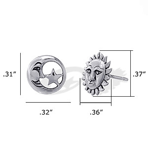 Boma Jewelry Sterling Silver Sun Moon & Star Mismatched Stud Earrings