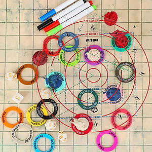 Upgraded ALIZERO Tabletop RPG DND Condition Markers Set and Spell AOE Damage Marker D&D Area Effect Template, with 96 DND Status Effect Markers in 24 Frequently Used Conditions