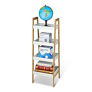 Magshion 4-Tier Ladder Shelf Casual Home Basics Modern Bookshelf Organizer, Storage Rack Shelves, Decorative Leaning Bookshelf for Bathroom, Living Room, Corner Display Bookcase