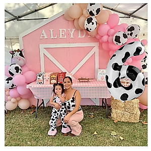 IWERP Cow Print 40 Inch 1st Number Balloon, Unisex Birthday Decorations, Farm Animal Party Supplies, Self Sealing, Reusable