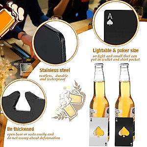 100 Pieces Stainless Steel Card Bottle Openers Bulk Metal Card Beer Bottle Openers Groomsmen Wallet Bottle Opener for Wedding Party Bridesmaid Favors Gifts (Silver, Black, Poker Card)