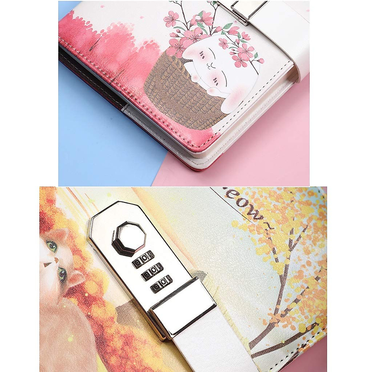 Shengsheng Journal B6 Notebook Creative Password Lock Journal Lock Diary Digital Password Notebook Locking Journal Diary，Students, Young People Use Diary (Color : Pink)