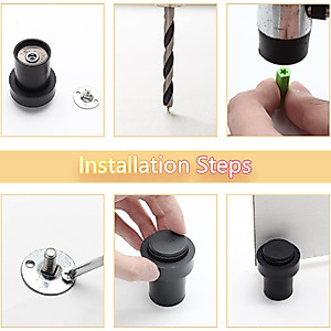 PHITUODA 4 Pack Heavy Circular Duty Door Stop with Black Rubber Bumper, Floor Stainless Steel Door Stopper for Protecting Door Wall, Heavy Duty Commercial Industrial Floor Door Stopper