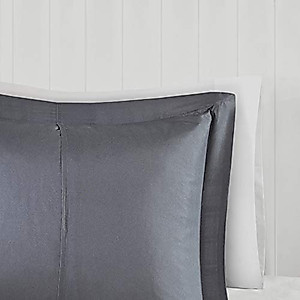 Madison Park Essentials Parkston Plaid Comforter, Matching Sham, 3M Scotchguard Stain Release Cover, Hypoallergenic All Season Bedding-Set, Twin/TwinXL, Grey, 2 Piece