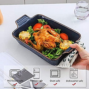 KOOV Bakeware Set, Ceramic Baking Dish, Rectangular Lasagna Pans for Cooking, Cake Dinner, Kitchen, 9 x 13 Inches, Texture Series 3-Piece (3 Piece, Aegean)